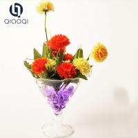 China High Quality Wholesale cup shape cheap glass vase custom LOGO for sale