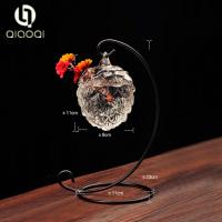 China Creative grape shape iron hang transparent glass vase manufacturer for sale