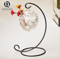 China Creative grape shape iron hang transparent glass vase manufacturer for sale