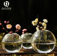 China China Gold Supplier Creative round transparent conjoined 2 in 1 glass vase at bottom price for sale