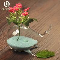 China Creative cute whale shape transparent glass vase with custom LOGO printing for sale