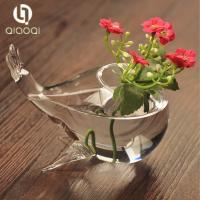 China Creative cute whale shape transparent glass vase with custom LOGO printing for sale