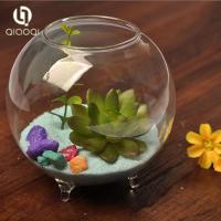 China Round glass fishbowl tank with three feet for sale