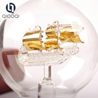 China Creative transparent glass sailing with wood base ship in bottle for sale