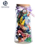 China 1200ml skirt shape glass wishes bottle for lucky stars for sale