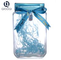 China 1400ml square glass wished bottle with plastic cap for sale