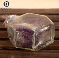 China 250ml Hexagon Empty Glass Bottles with Cork for Wedding Invites for sale