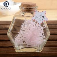 China 250ml Hexagon Empty Glass Bottles with Cork for Wedding Invites for sale