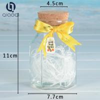 China clear glass small hexagon shape drift bottle with cork as gift for sale