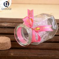 China clear glass small hexagon shape drift bottle with cork as gift for sale