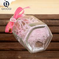 China clear glass small hexagon shape drift bottle with cork as gift for sale