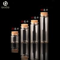 China clear glass tube glass bottle with wooden cork for sale