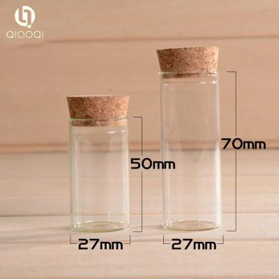 China Hot sales 20ml 30ml straight glass tube bottle with cork for sale