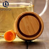 China Glass oil and vinegar cruet with bamboo lids for sale