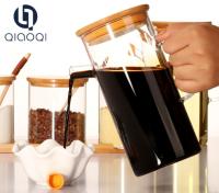 China kitchenware custom wholesale jar glass honey pot with handle glass oil dispenser for sale
