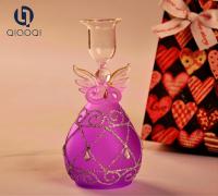 China Purple glass candle holder with angel shaped for sale