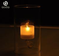 China Simple Elegant transparent Glass Candle Holder for sale