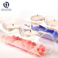 China Heat resist glass candle holders with two holes For Christmas Gift for sale