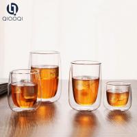 China Factory Wholesale handmade Double wall glass tea cup without handle for sale