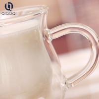 China Customized 250ml Handmade Double wall milk glass cup with handle wholesale for sale