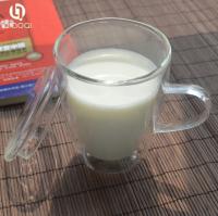 China Discount Reliable Quality double wall glass cup 340ml with handle for sale