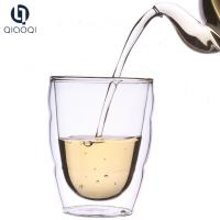China Direct Factory Price Unique Design double wall glass mug with custom LOGO printing for sale
