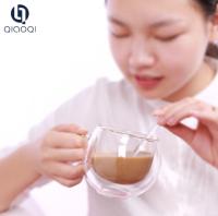 China Wholesale Custom Handmade  Heat Resist Double Wall Glass Cup and Saucer Sets for sale