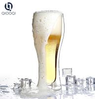 China Custom Handmade double wall hot resistent drinking glass beer cup for sale