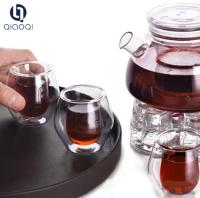 China 8oz transparent double wall glass cup tumbler for sale