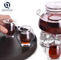 China 8oz transparent double wall glass cup tumbler for sale
