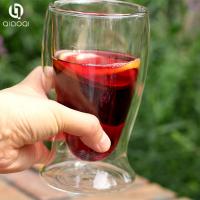 China Heat Resisting Welcome Wholesale 350ml custom double layer tea glass cup for sale