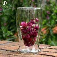China Heat Resisting Welcome Wholesale 350ml custom double layer tea glass cup for sale