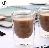 China hand blown double wall Nespresso coffee glass mug with Logo Printed for sale