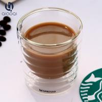 China hand blown double wall Nespresso coffee glass mug with Logo Printed for sale