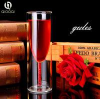 China Double Layer Crystal Glass Champagne Cup Goblet Cup with Diamond Custom LOGO for sale