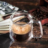 China Handmade Promotional 250ml borosilicate double wall glass cup for sale