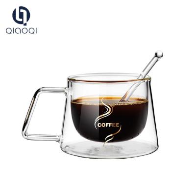 China Factory Direct Sale custom double layer coffee glass cup for sale