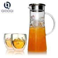 China wholesale heat resistant flower tea water bottle borosilicate glass tea pot 1.5L home decorative for sale