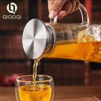 China wholesale heat resistant flower tea water bottle borosilicate glass tea pot 1.5L home decorative for sale
