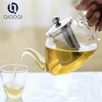 China 1000ml Handblown Glass Tea Pot With Stainless Steel Infuser for sale