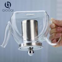 China Wholesale Novetly Oblate shape Heat Resistant Borosilicate Glass Tea Pot With Infuser for sale
