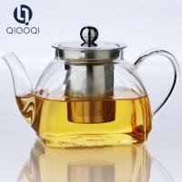 China Wholesale Novetly Oblate shape Heat Resistant Borosilicate Glass Tea Pot With Infuser for sale
