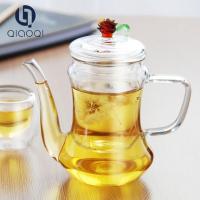 China 300ml High borosilicate glass tea pot with flower lid design wholesaler for sale