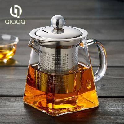 China China Manufacture Cheap Price clear glass tea pot  with stainless steel infuser with custom LOGO for sale