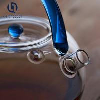 China New Style Handmade glass tea pot with color handle for sale