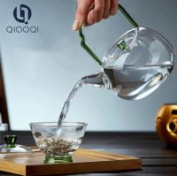 China Competitive price Crazy Selling handmade glass tea pot with loop handle for sale