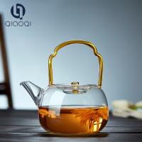 China Competitive price Crazy Selling handmade glass tea pot with loop handle for sale