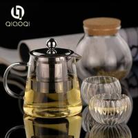 China borosilicate heat resistant glass teapot with infuser for sale