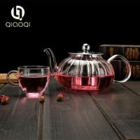 China Custom high boron-silicon glass tea set pumpkin pot for sale