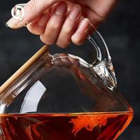 China high borosilicate glass teapot with handle and wooden lid for sale